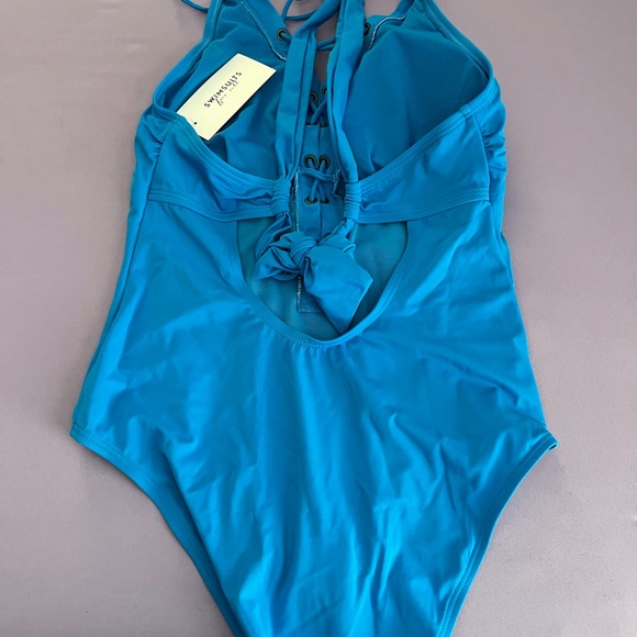 Swimsuits For All | Swim | Swimsuits For All Blue Laceup One Piece ...